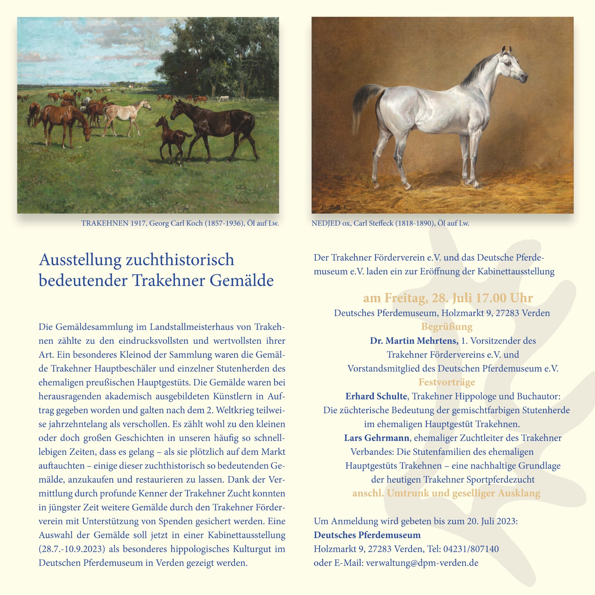 Kabinettausstellung im DPM Verden: Trakehner Gemälde - Trakehner Verband
